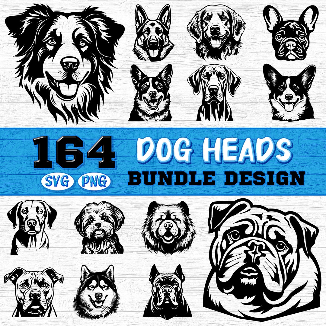 Dog Breeds Faces SVG Bundle Laser Cut Engraving CNC Files ( Instant ...