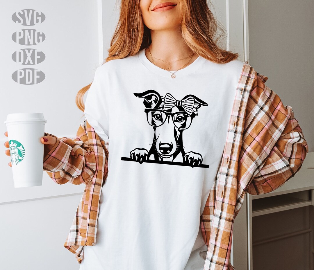 Greyhound Peeking Nerd Dog SVG PNG DXF Pdf Geek Dog or - Etsy