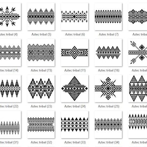 Aztec Line Svg Png Pdf Bundle Horizontal Tribal Pattern Borders for ...