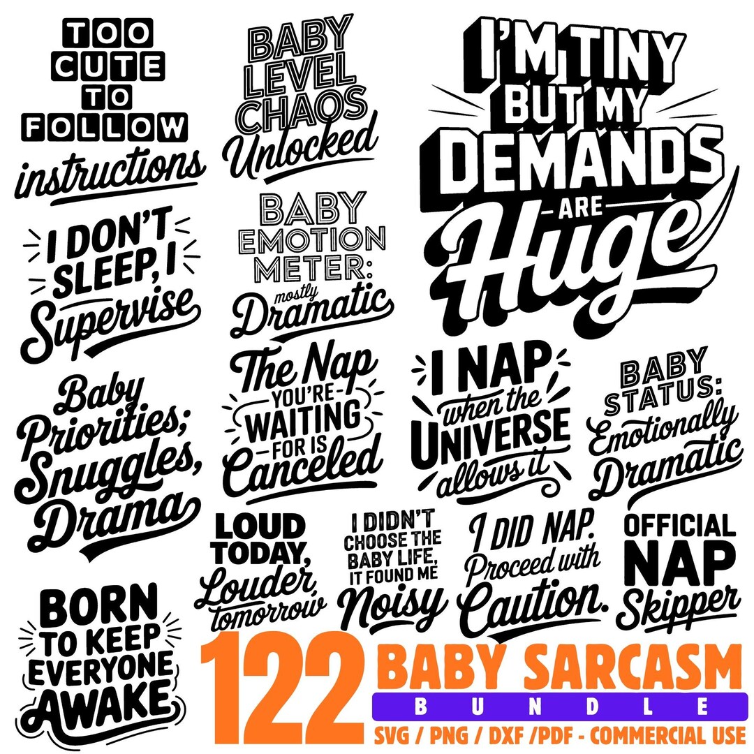 Laser Engrave Files Baby Sarcasm Svg Png Pdf & Dxf Bundle Etched Infant ...