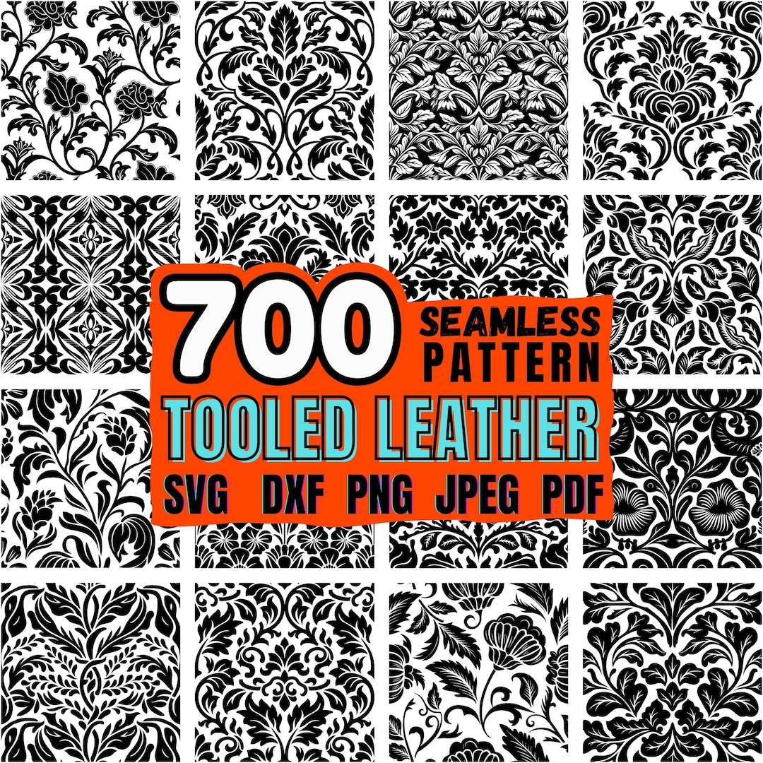 Tooled Leather Seamless Pattern Svg Files Bundle Svg Dxf Png Dxf Pdf ...