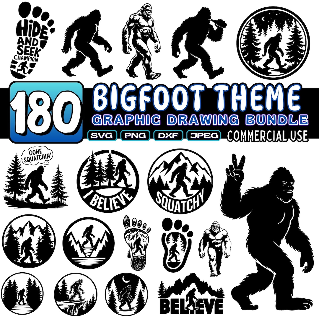 Bigfoot SVG Bundle Sasquatch Clipart | Yeti Silhouette | Bigfoot Cut ...