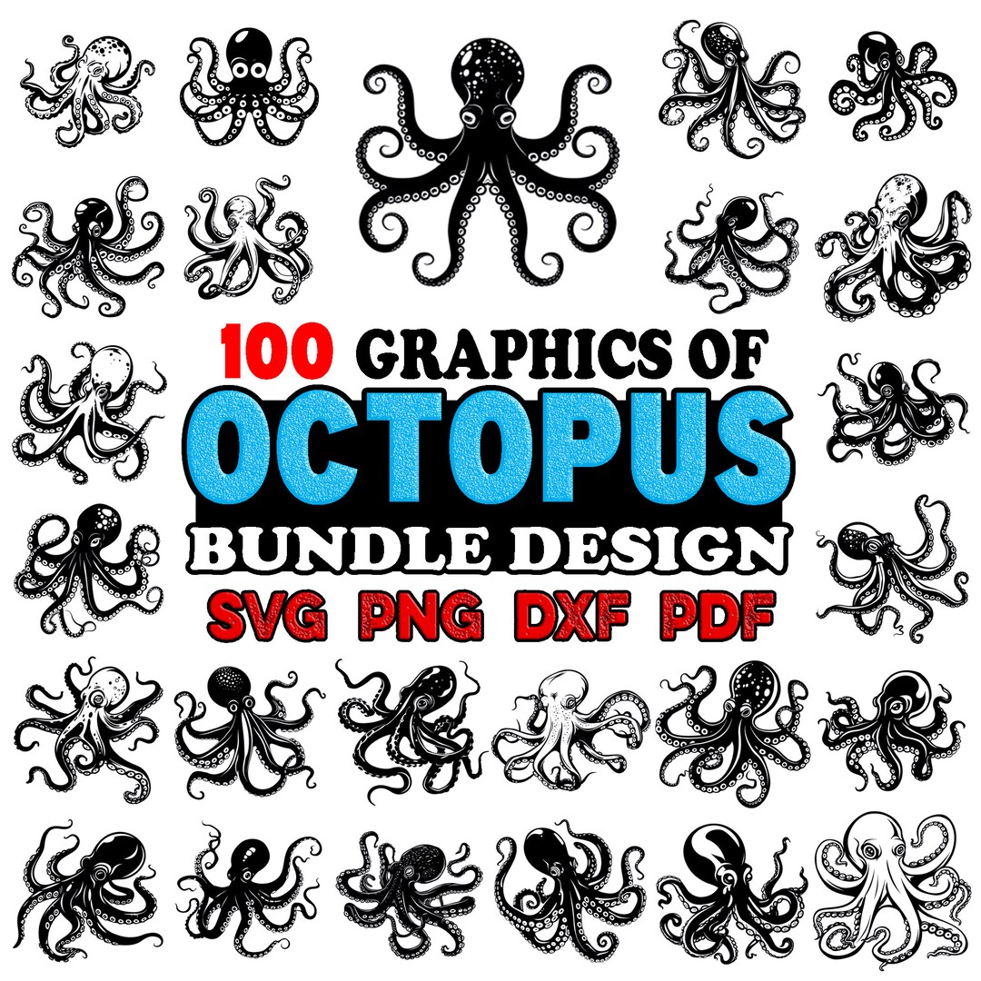 Octopus Bundle SVG, Png, Dxf, Pdf - Instant Digital Downloads - Etsy