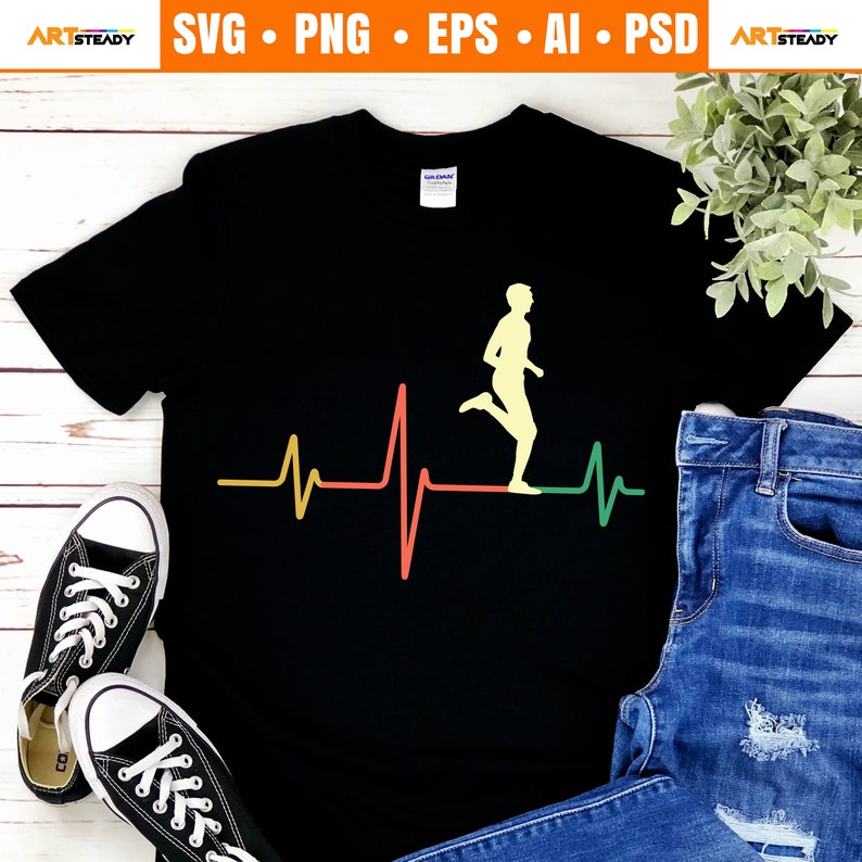 Running Svg Fitness Gym Marathon Run Svg Art Heartbeat | Etsy