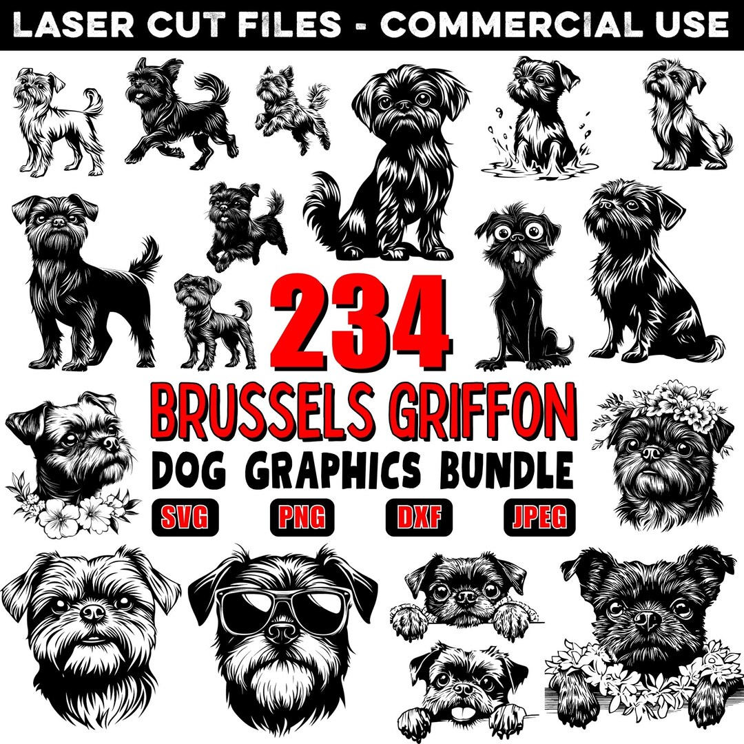 Laser Cut Files Brussels Griffon Svg Dxf Png Jpeg Bundle Instant ...