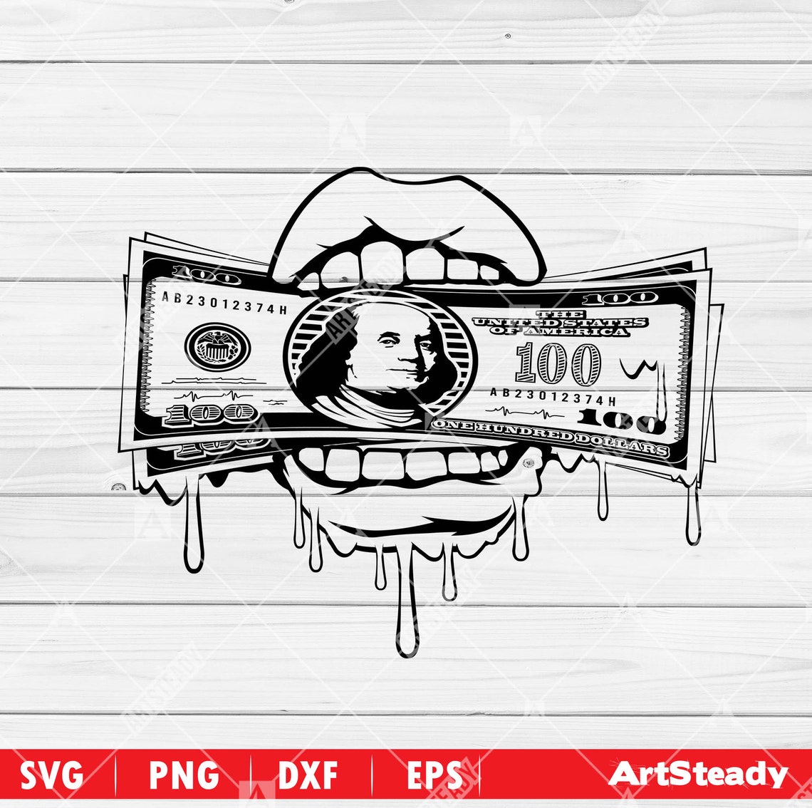 Dollar Money Bill SVG Files and PNG Cool Dripping Lips or - Etsy