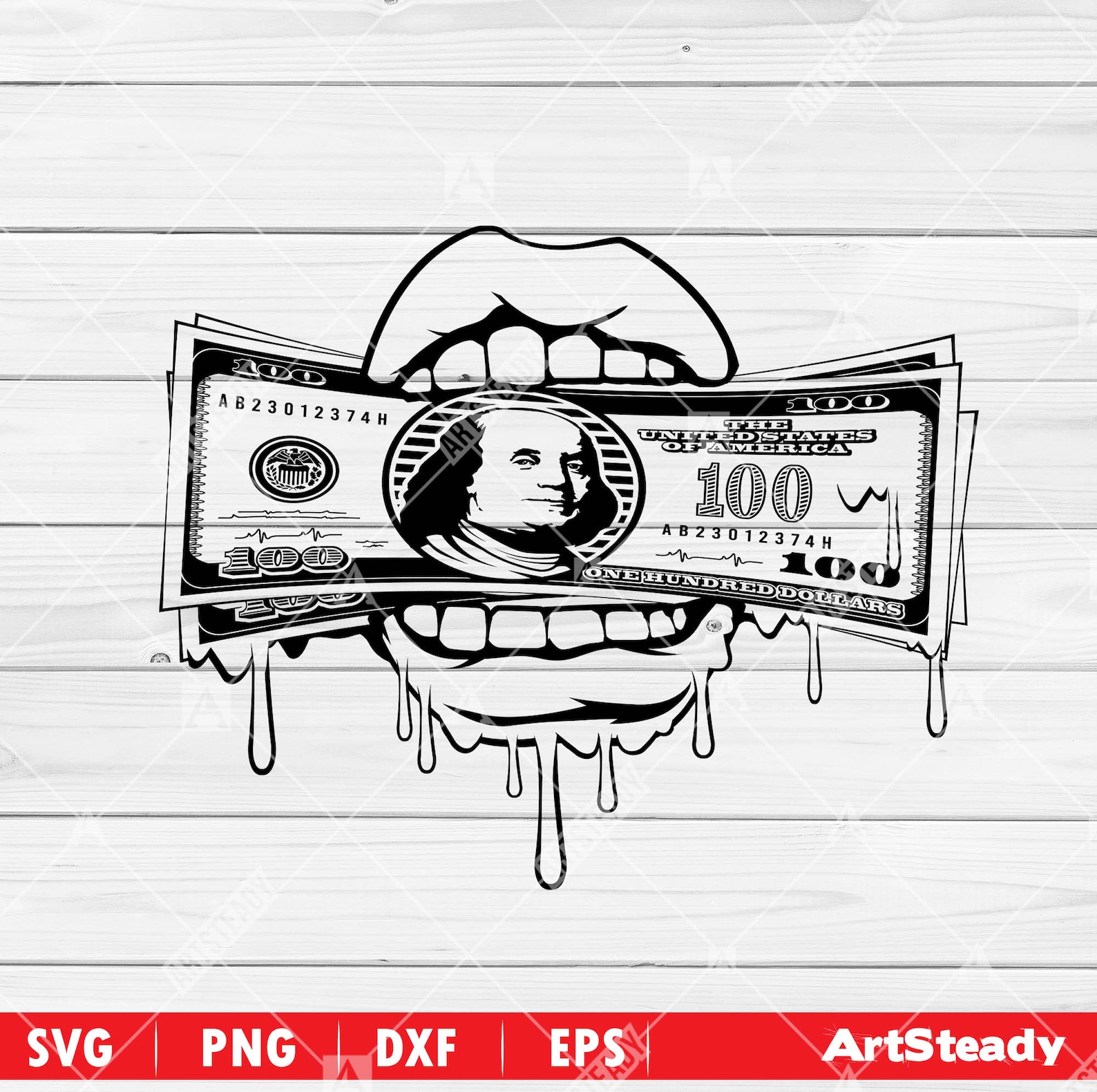 Dollar Money Bill SVG Files and PNG Cool Dripping Lips or - Etsy