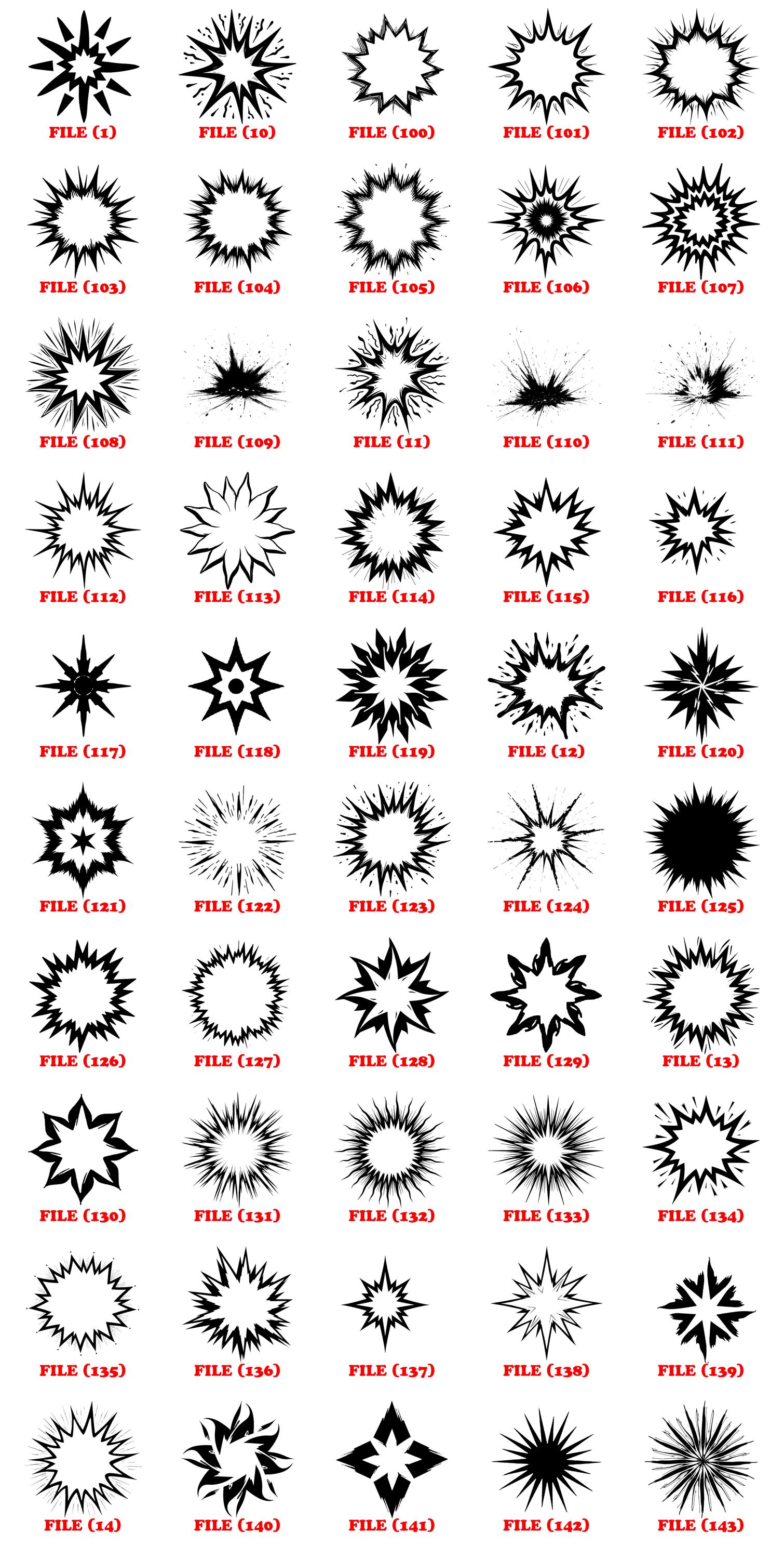 Starburst Comic Shapes Svg Png Pdf & Dxf Bundle for Vinyl Cutting ...