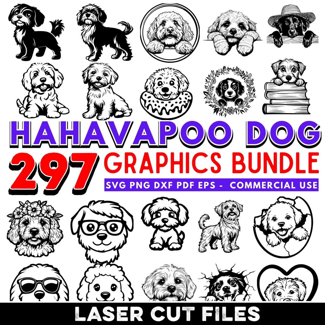 Havapoo Dog Laser Cut Files | Havapoo DXF Bundle | Havapoo Vector ...