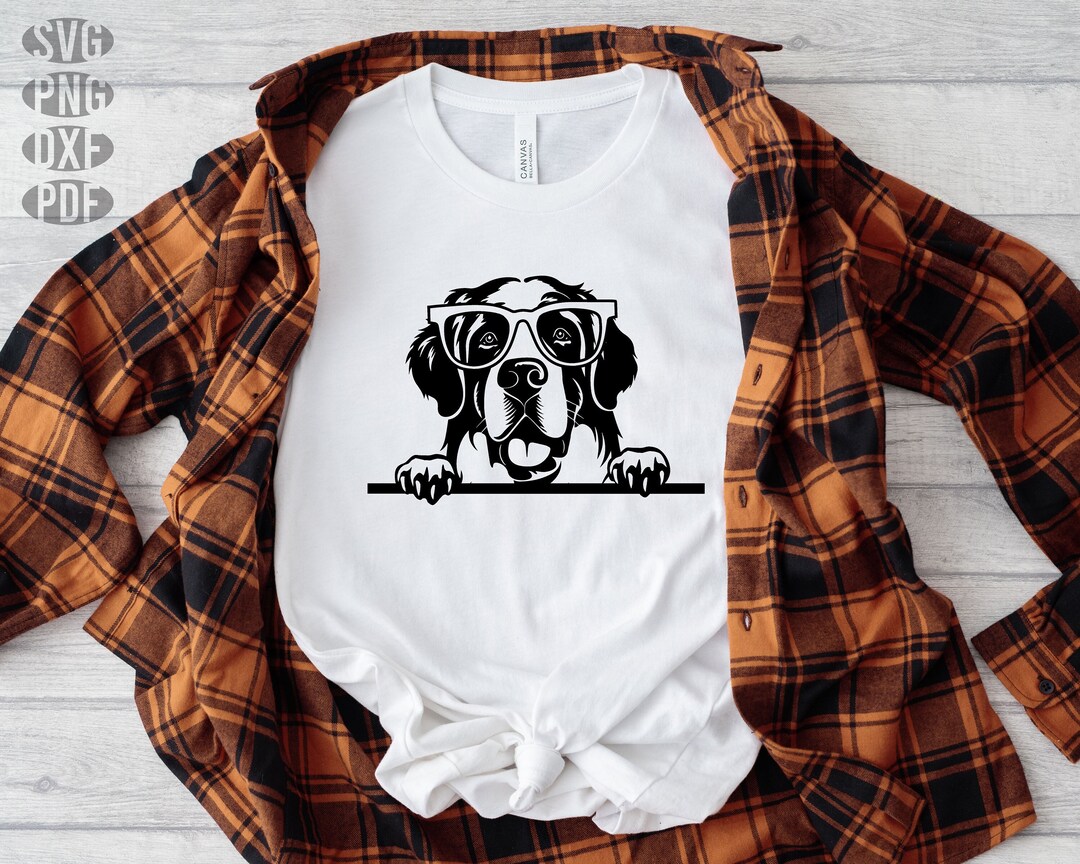 Saint Bernard Peeking Nerd Dog SVG, PNG , DXF, Pdf Geek Dog or Puppy ...