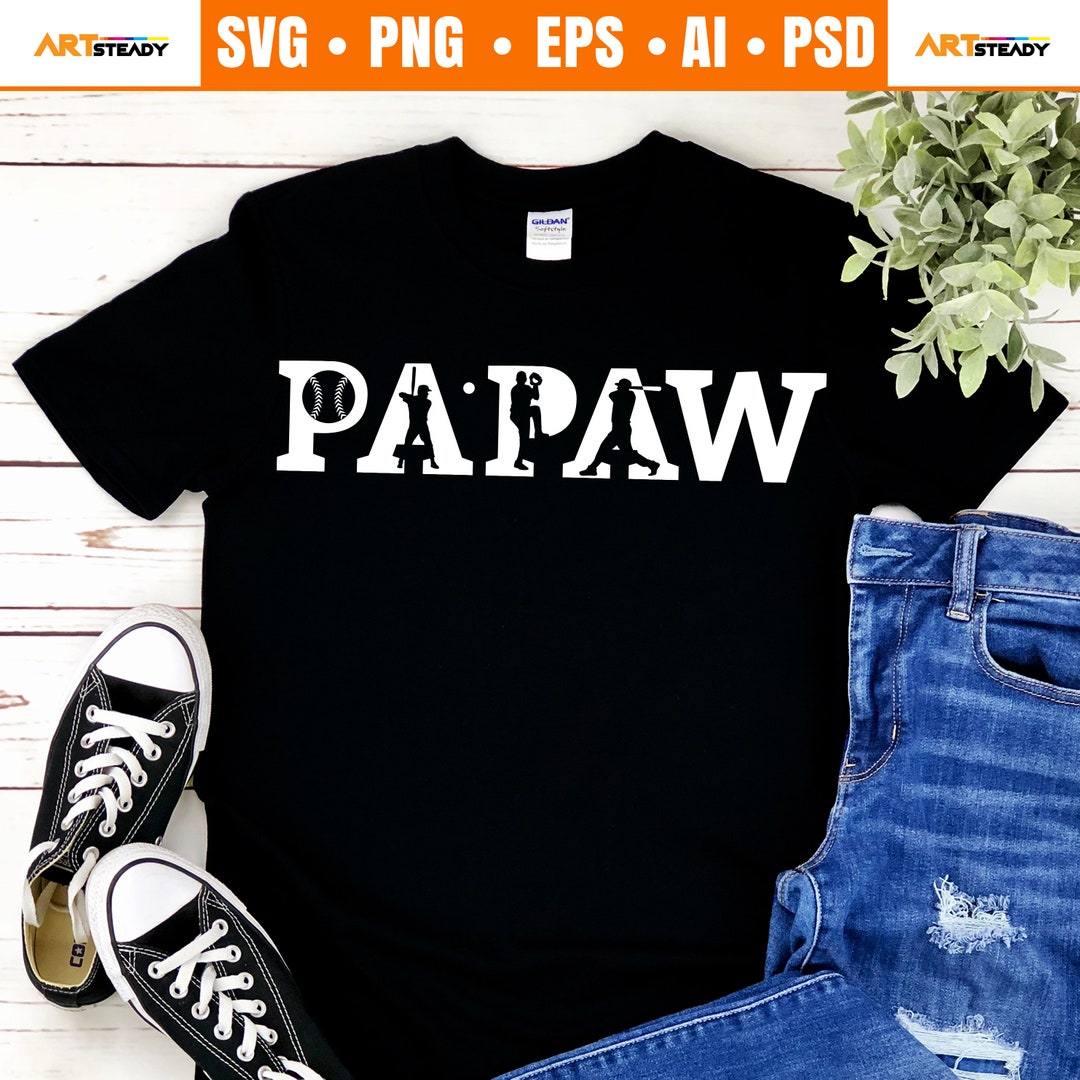 Baseball Svg or Softball Svg PAPAW Theme- With Baseball Ball Svg & Bats ...