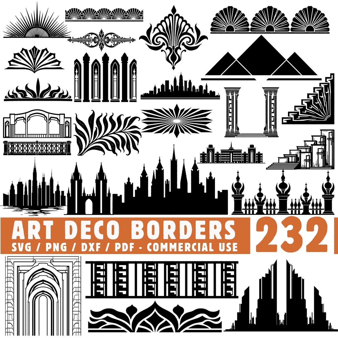 Art Deco Borders Svg Png Pdf & Dxf Bundle for Elegant Cricut Crafting ...