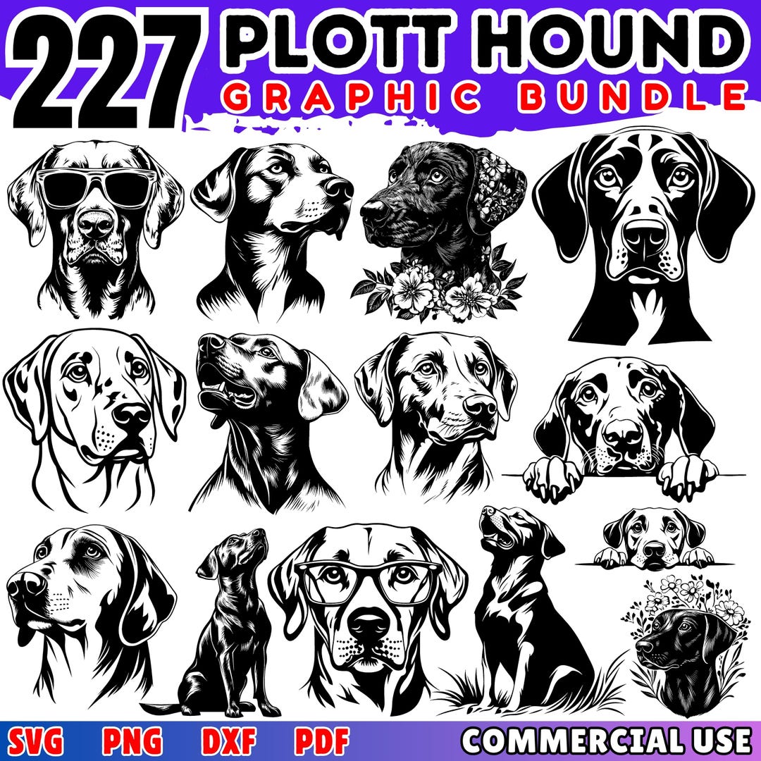 Plott Hound Dog SVG Bundle | DXF Cutting Files | Plott Hound Silhouette ...