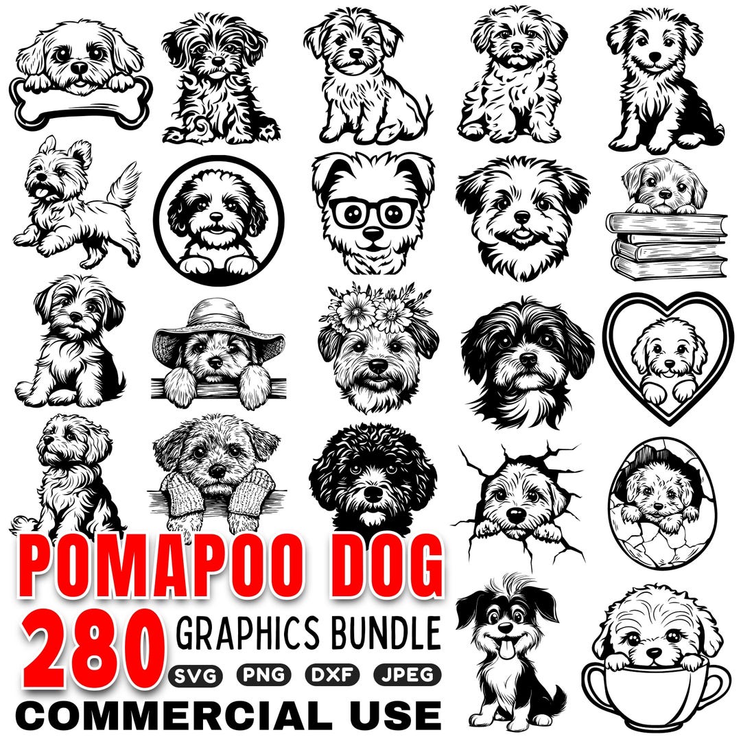 Pomapoo Dog SVG & DXF Bundle | Adorable Pet Vector Files for Cricut ...