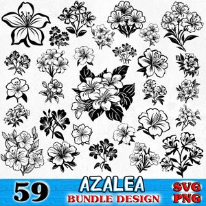 Azalea Flowers Bundle SVG, PNG Instant Digital Downloads - Etsy