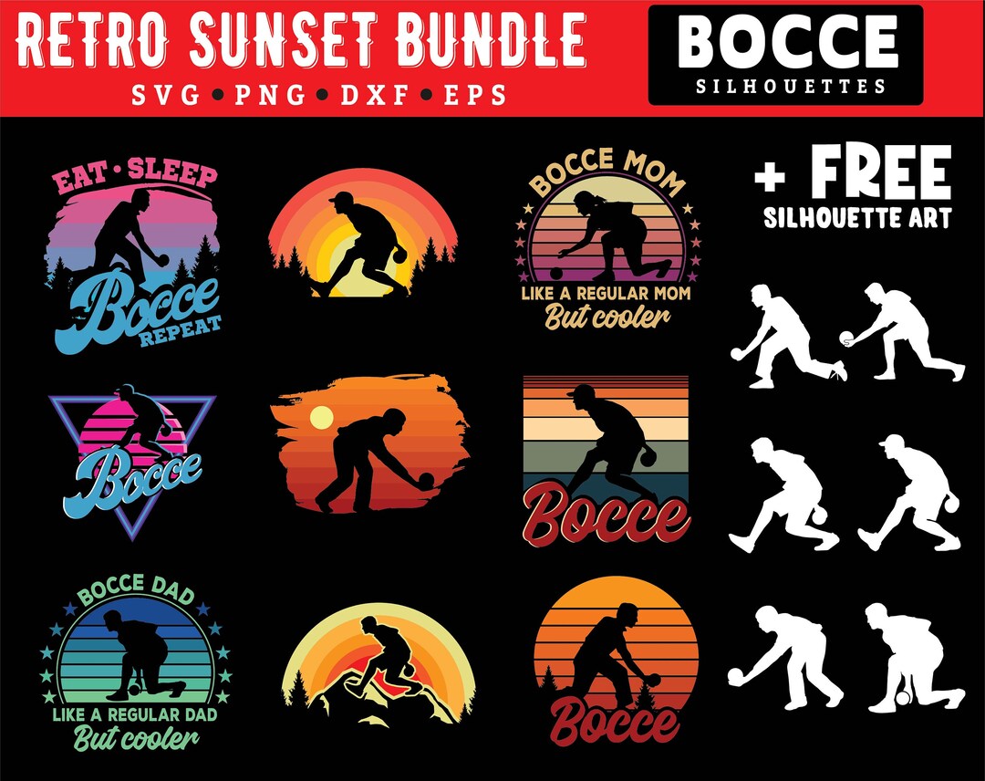 Bocce Svg Files Retro Art Graphic Theme Bundle Bocce Ball Sports ...