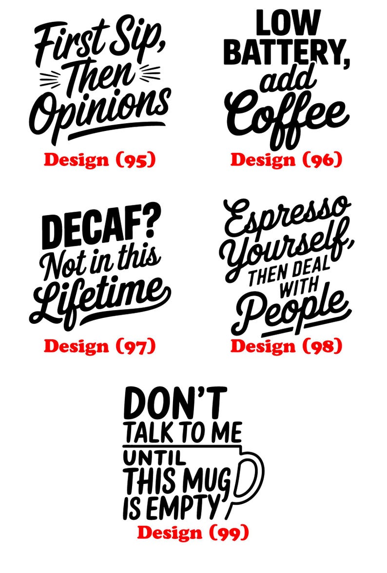 Coffee Sayings Svg Png Pdf & Dxf Bundle for Funny Caffeine Quotes and ...