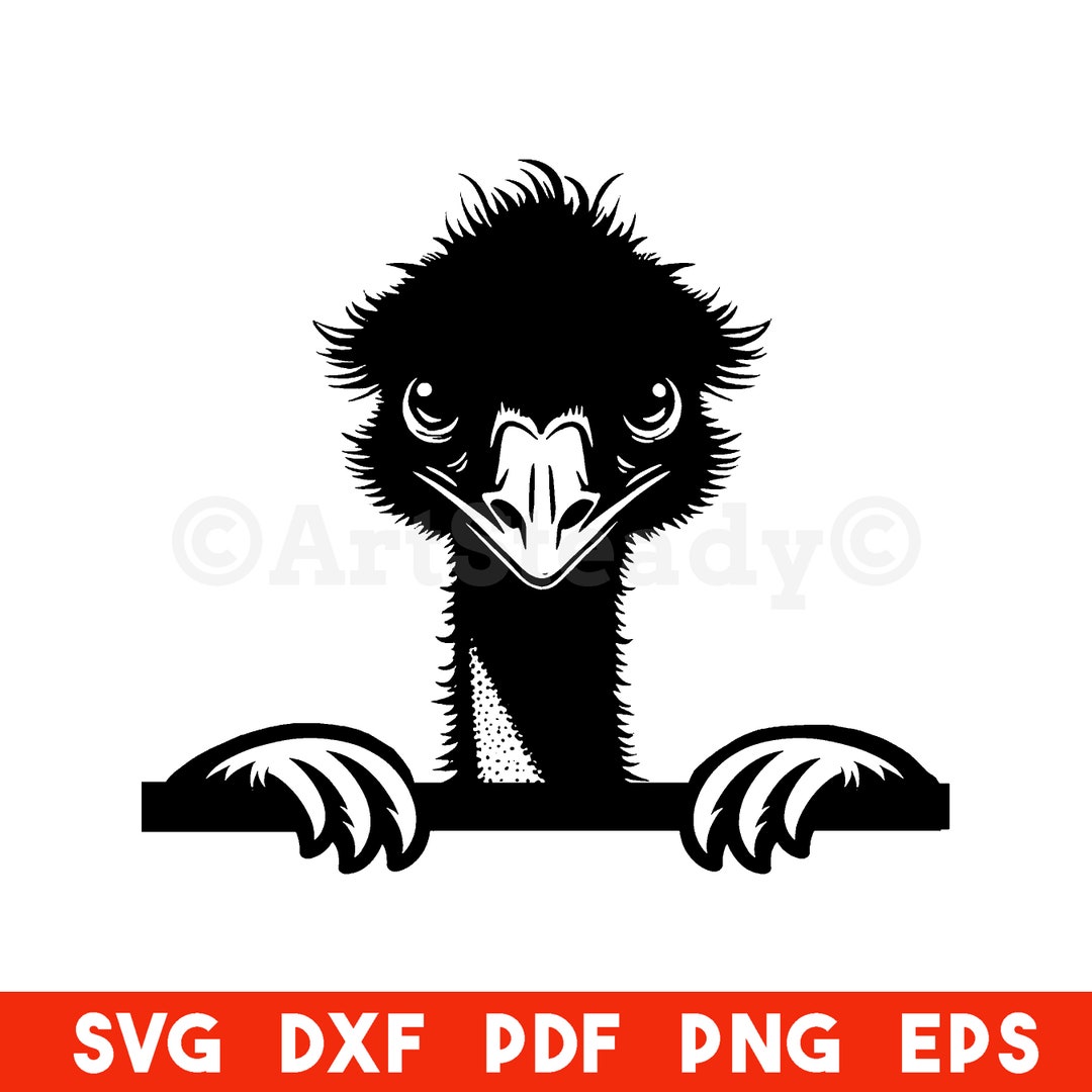 Peeking Emu Funny Theme Farm Animals Svg , Dxf, Png, Eps, Pdf Instant ...