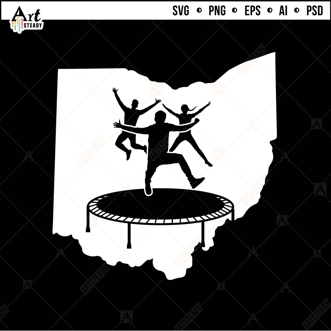 Trampoline Svg Files Cool OHIO Map Art Theme Trampolining Fitness Svg ...