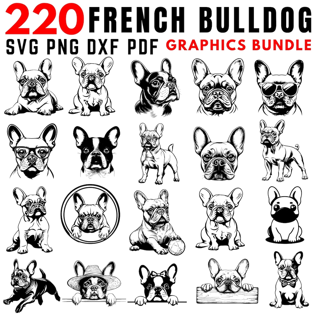 French Bulldog Svg Dxf Png Jpeg Bundle Instant Digital Downloads ...