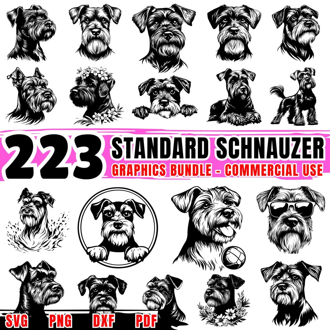 Standard Schnauzer Dog SVG Bundle | DXF Bundle for Cricut | Schnauzer ...