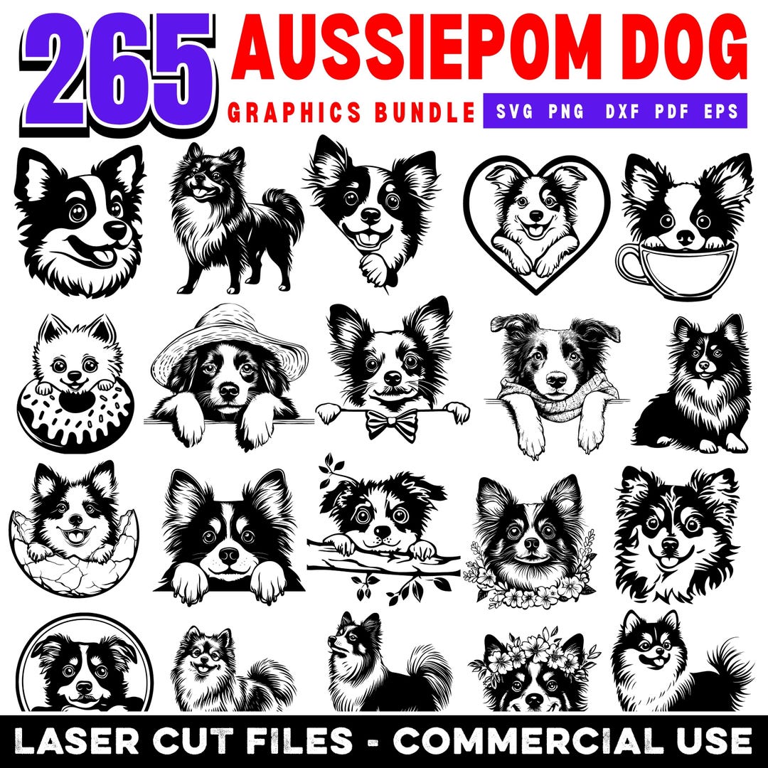 Aussiepom Dog SVG | DXF Bundle | Cricut Cut Files | Australian Shepherd ...