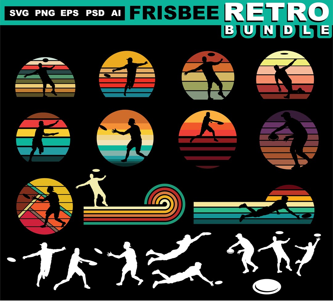 Frisbee Svg Files -frisbee RETRO BUNDLE Instant Digital Downloads - Etsy