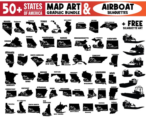 Airboat Svg Files USA Map Art Graphic Theme Silhouette Style - Etsy