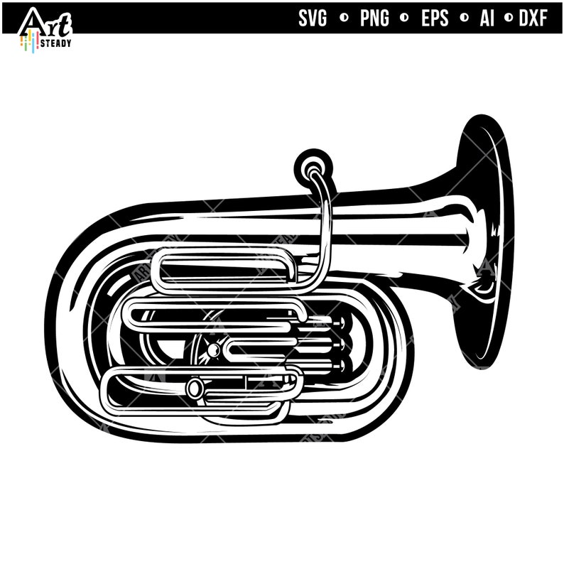 Tuba Svg Files Tuba Instrument Silhouette Graphic Art Tuba - Etsy