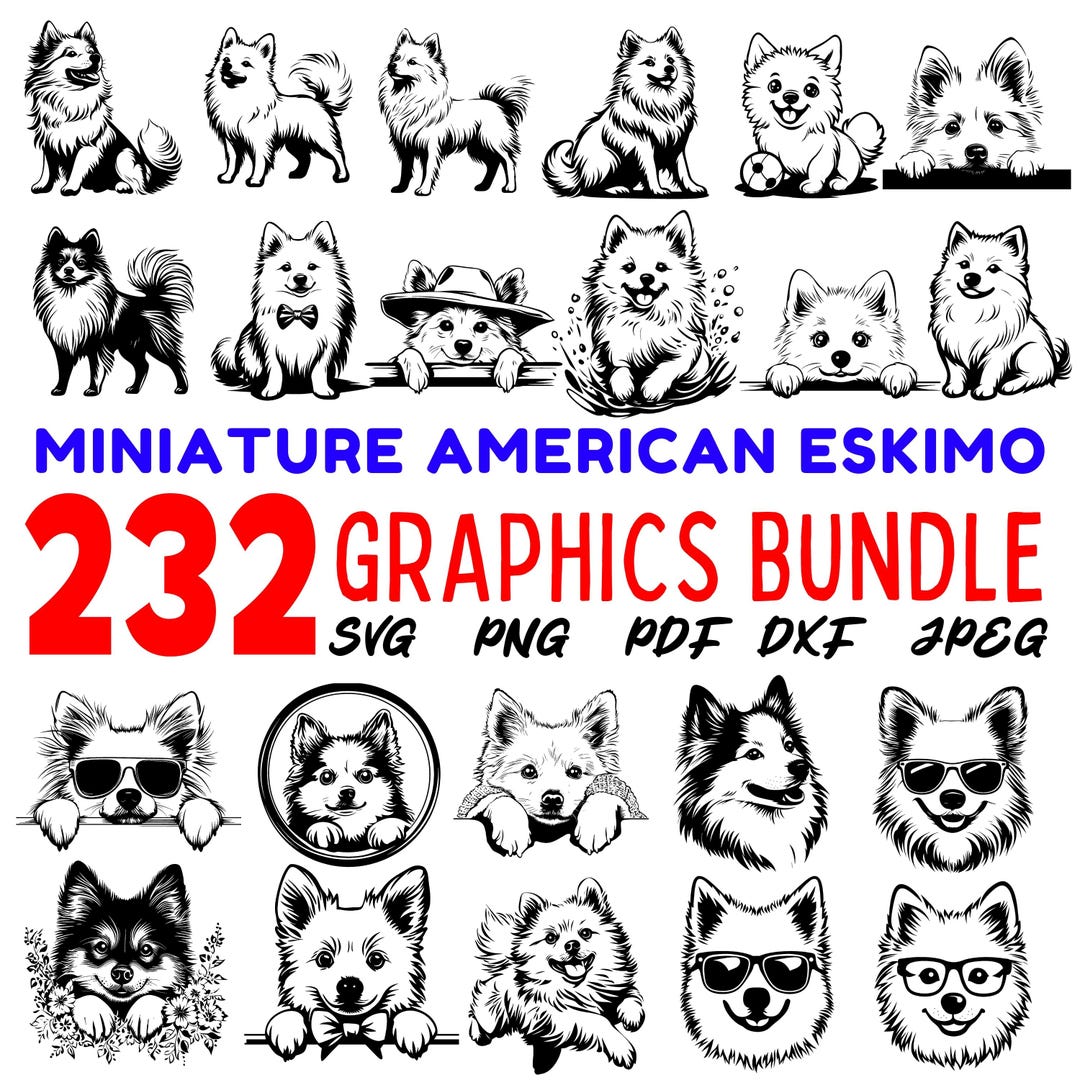 Miniature American Eskimo Dog SVG | American Eskimo Silhouette Bundle ...