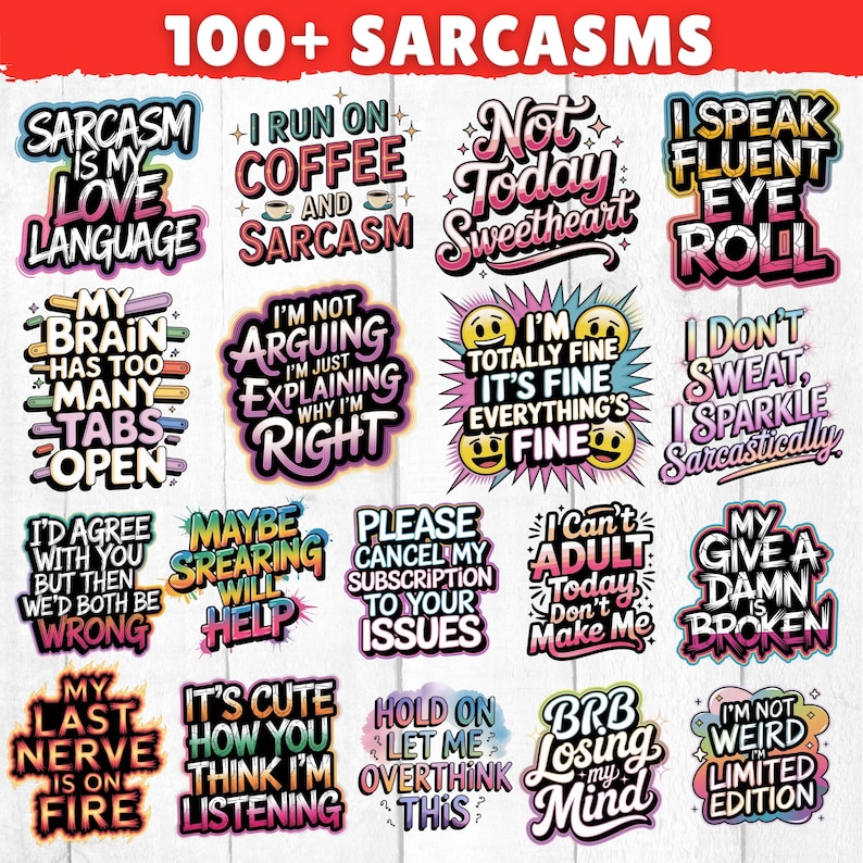 Sarcasm PNG Sublimation Bundle With Funny Adult Sarcastic Humor and ...