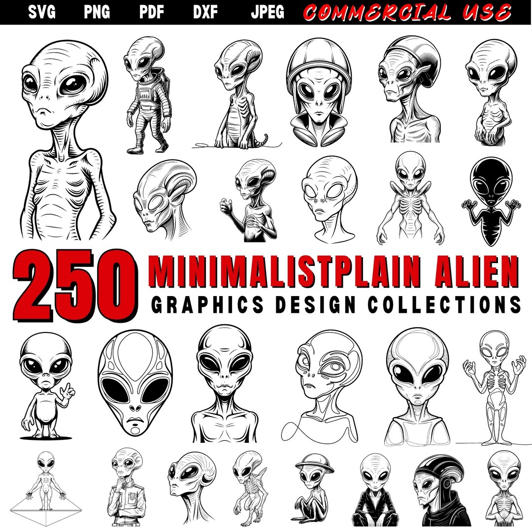 Minimalist Alien SVG Bundle | Simple Extraterrestrial Designs | Modern ...