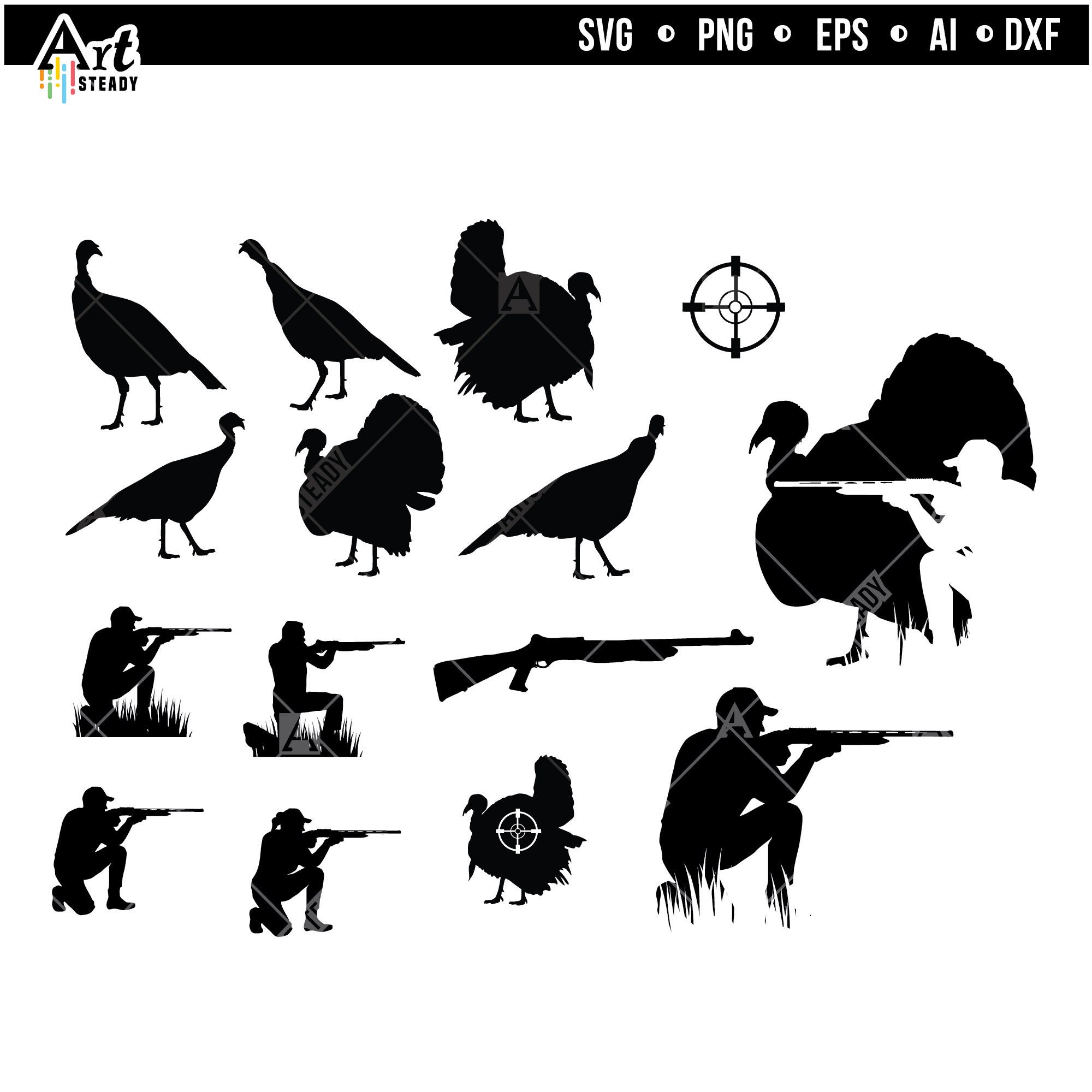 Turkey Hunting Svg Files - Turkey Silhouette Art Graphic Drawing Hunter ...