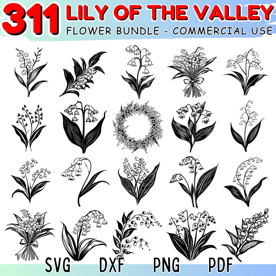 Lily of the Valley Flower SVG | DXF Bundle | Floral Cut Files | Cricut ...
