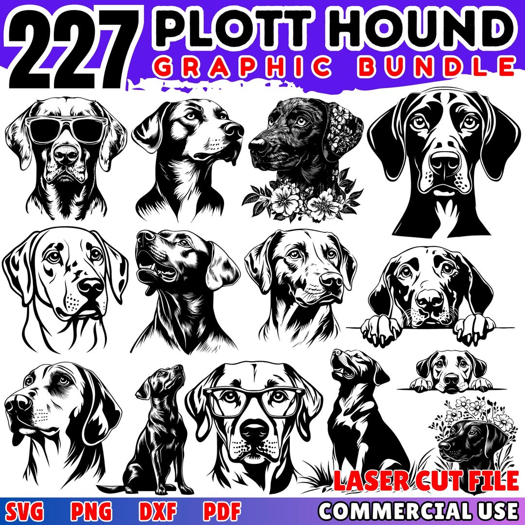 Plott Hound Dog Laser SVG Pack | DXF Silhouette Files | Plott Hound ...
