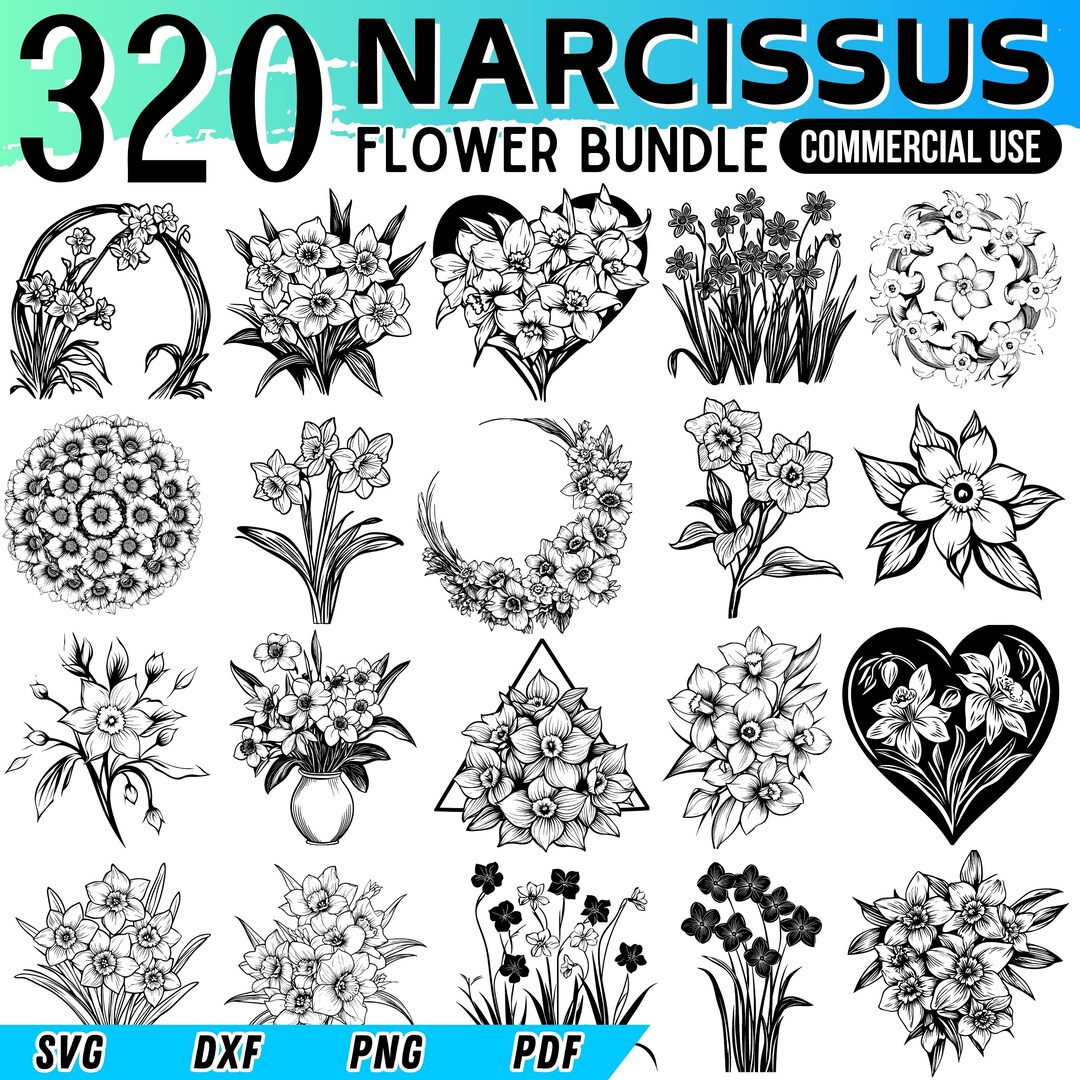 Narcissus Flower SVG | Daffodil DXF Bundle | Floral Cut Files | Cricut ...