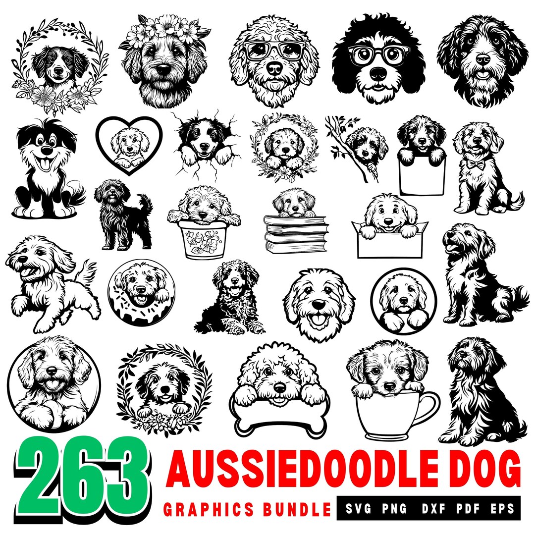 Aussiedoodle Dog SVG | DXF Bundle | Cricut Cut Files | Australian ...