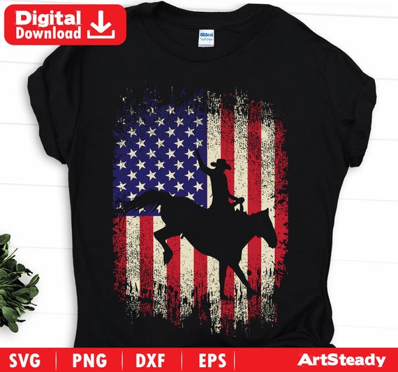 Rodeo Horse Svg Files US Flag Cool Drawing Theme Horseback - Etsy