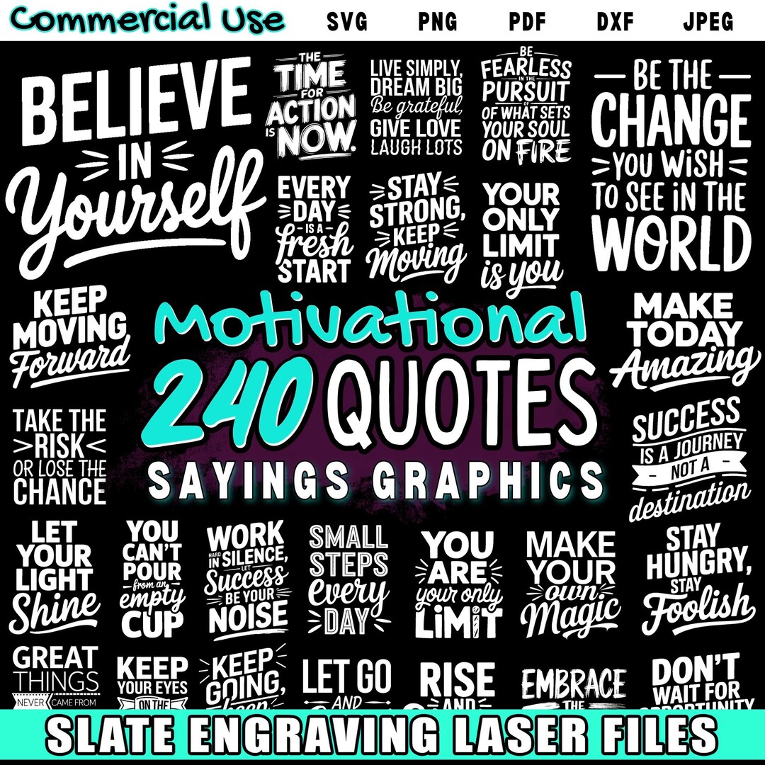 Slate Engraving Files Motivational Quote or Saying Graphics Png Svg Dxf ...