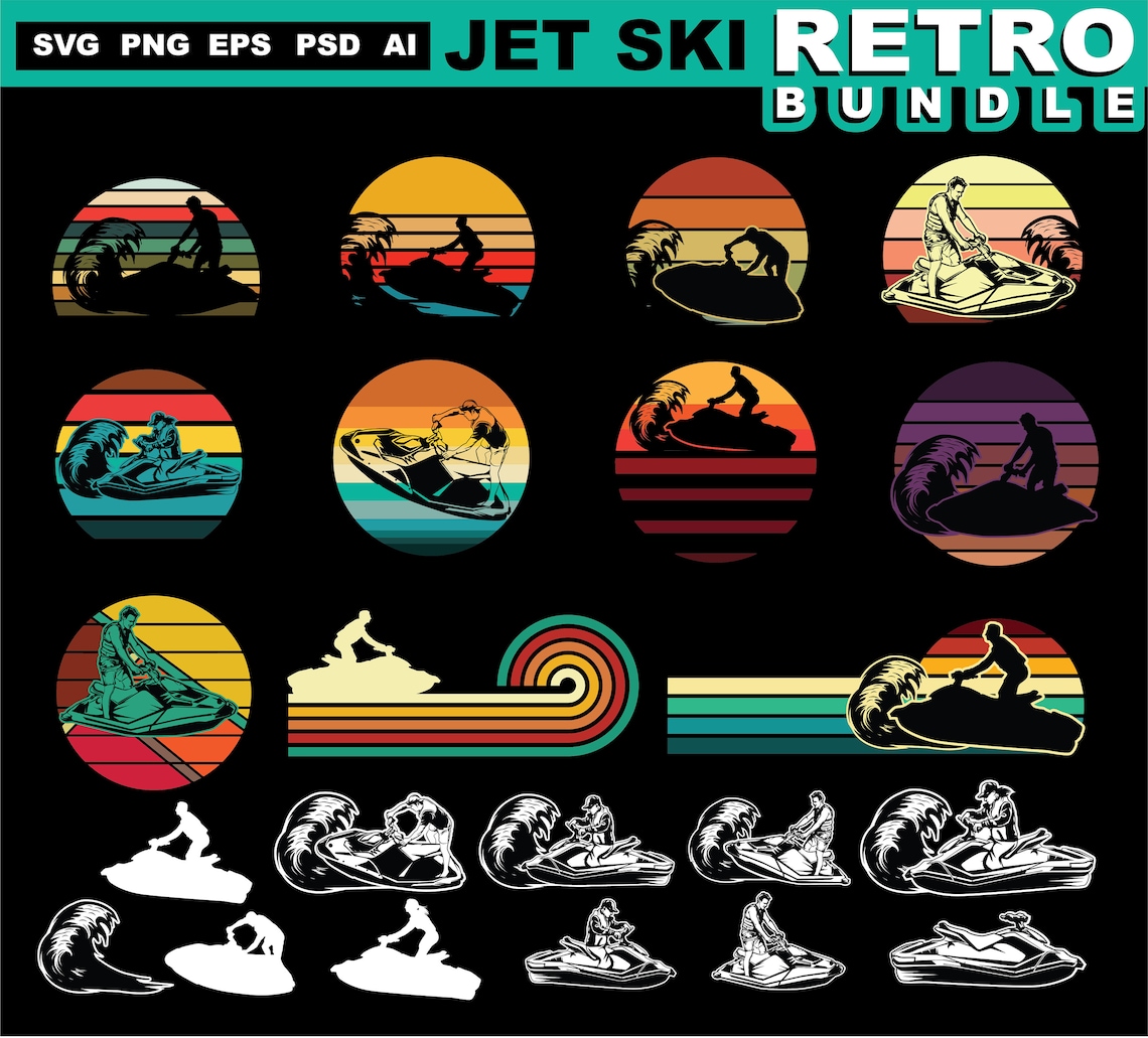 Jet Ski Svg Files RETRO BUNDLE Jetski Graphics Summer Svg - Etsy