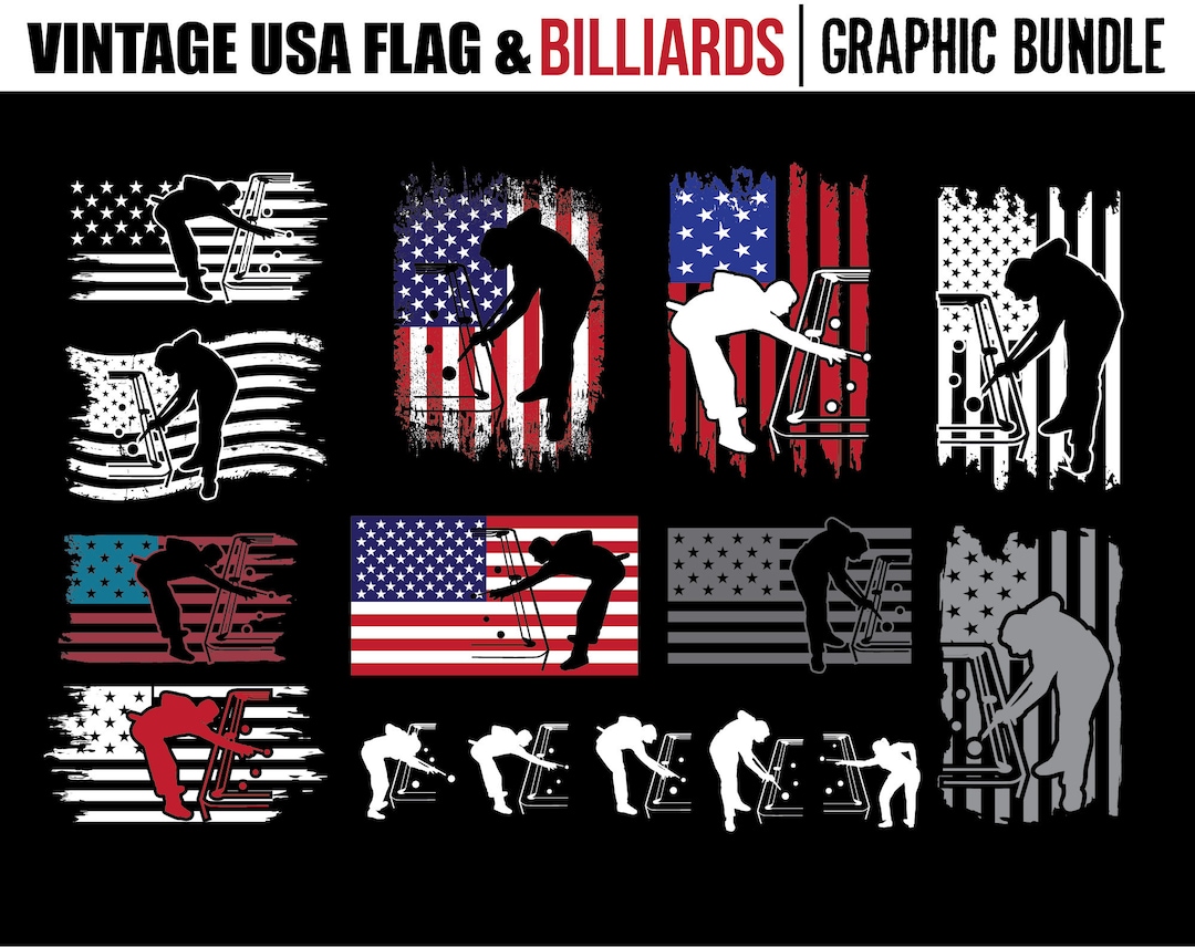 Billards Svg Files - Pool Sport Billiards Svg USA Flag Graphic Bundle ...