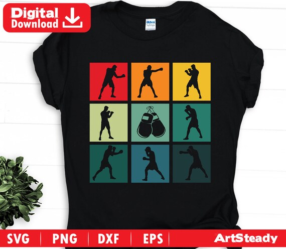 Boxing Svg Files RETRO ART With Silhouette Pose Digital - Etsy