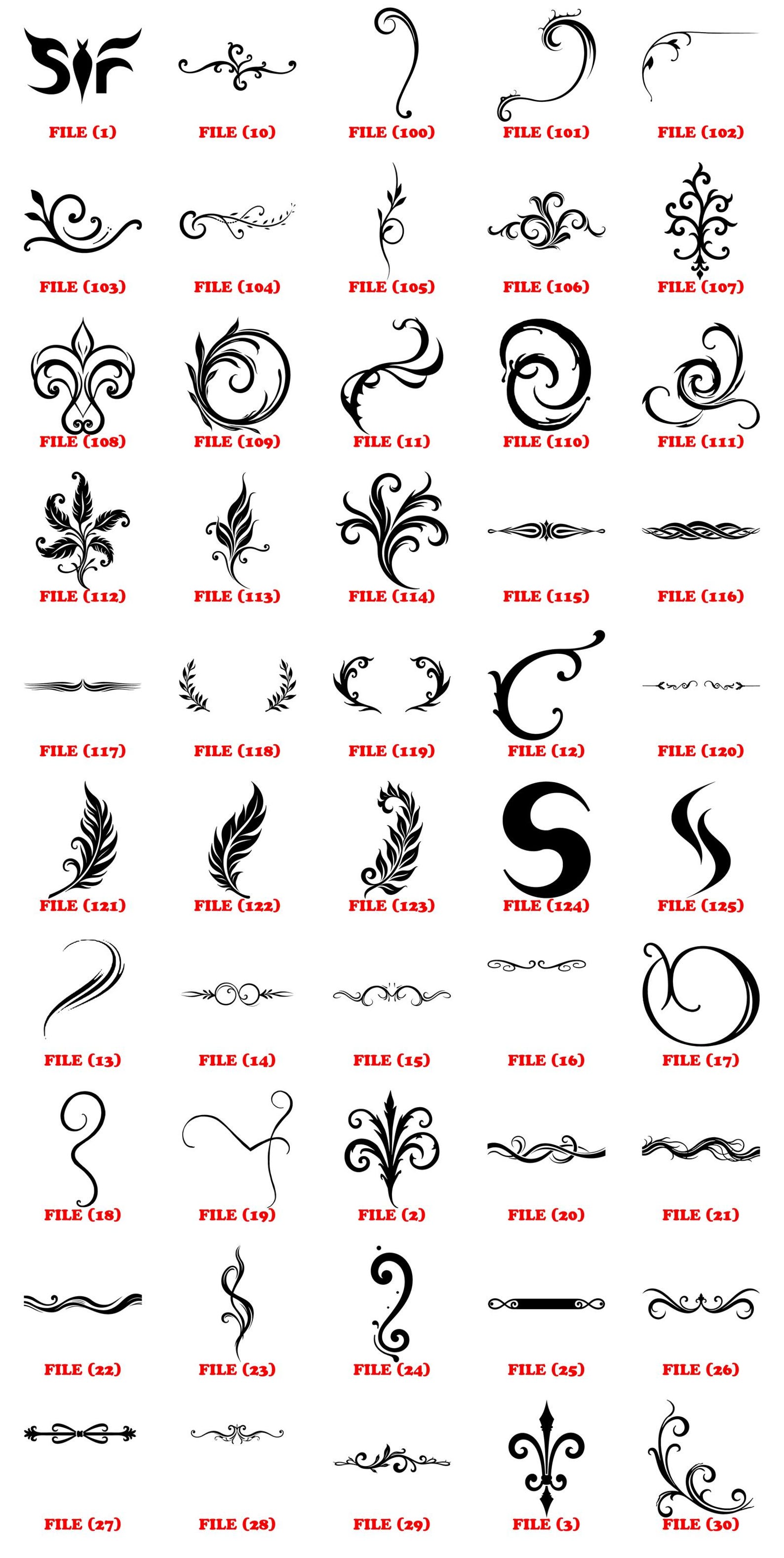 Minimal Modern Filigree Svg Png Pdf & Dxf Bundle for Elegant Crafts ...