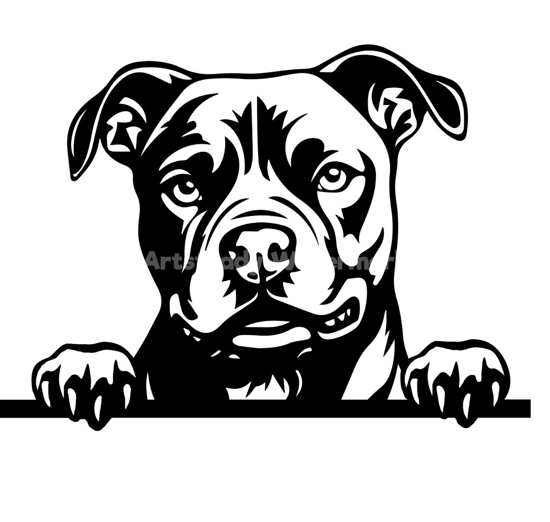 American Staffordshire Terrier Peeking Dog SVG PNG DXF and - Etsy
