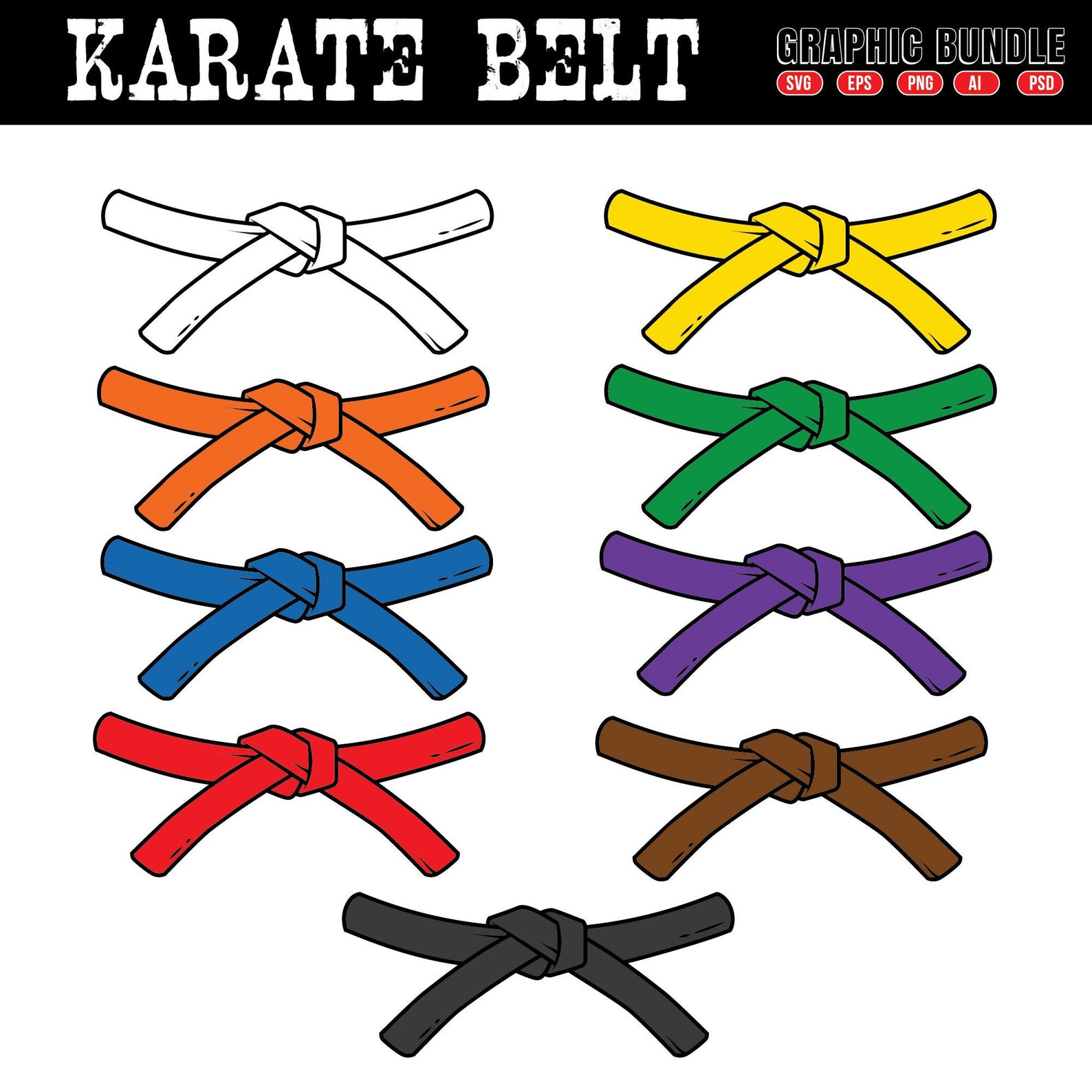 Karate svg complete Belt rank BUNDLE art Martial arts svg or | Etsy