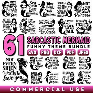 Sarcastic Mermaid SVG Bundle | Funny Mermaid Quotes | Mermaid Humor Cut ...