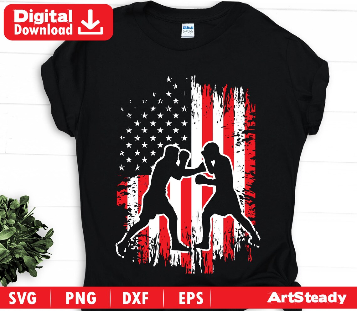 Boxing Svg Files Vintage America Flag Art Boxer Svg or Mma - Etsy