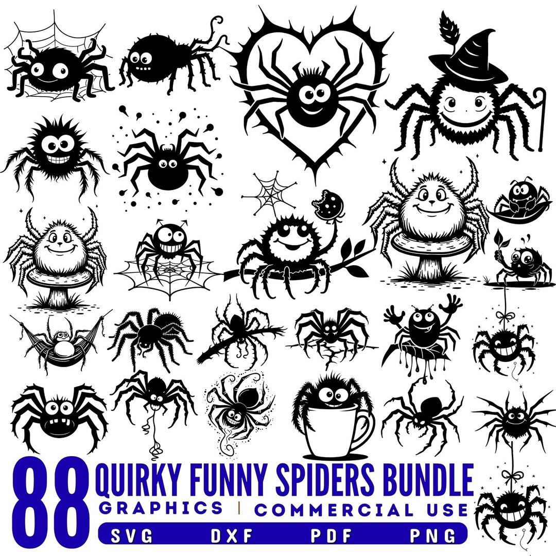 Laser Engrave Files Quirky Funny Spiders Bundle Svg Png Pdf & Dxf ...