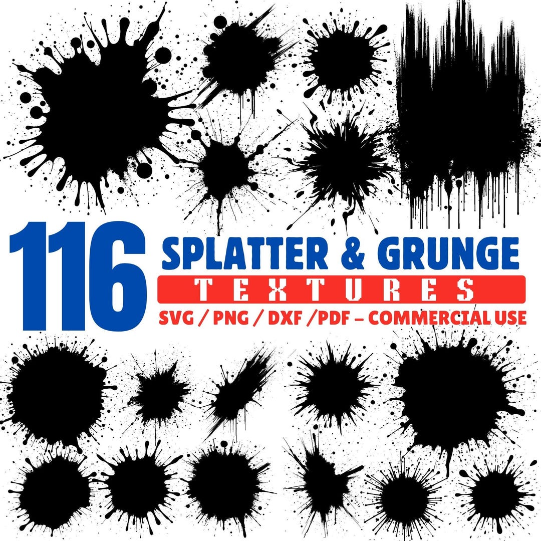 Laser Engrave Files Splatter Grunge Svg Png Pdf & Dxf Bundle Instant ...