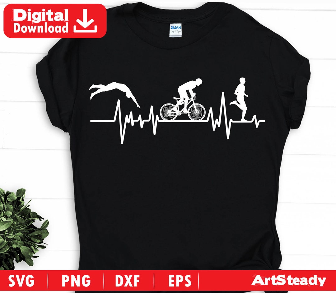 Triathlon Svg Files - Cute Medical Heartbeat Arts Swim Bike Run Svg ...
